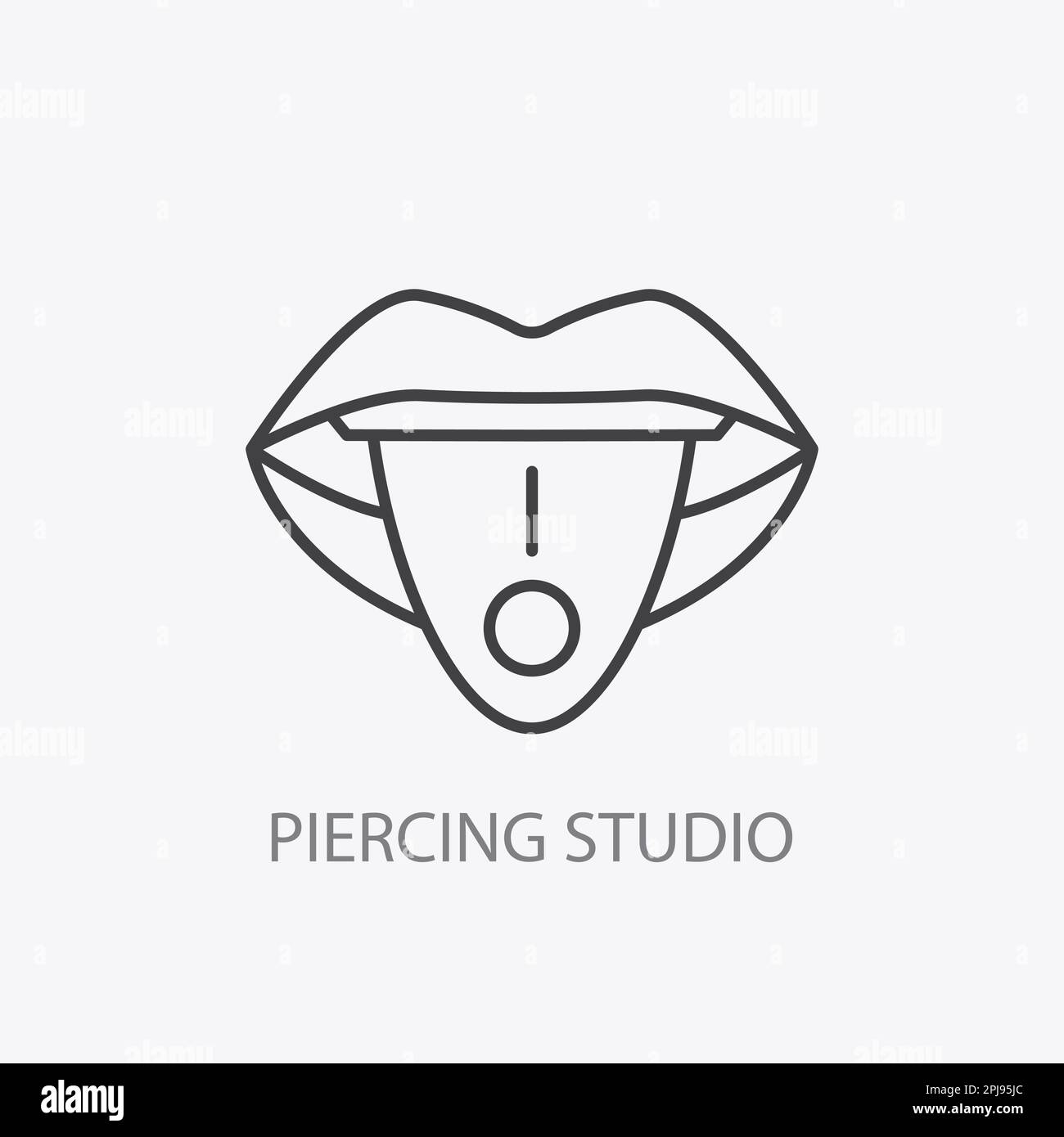 Piercing Studio Logo Template. Pierced Tongue Icon Stock Vector Image ...