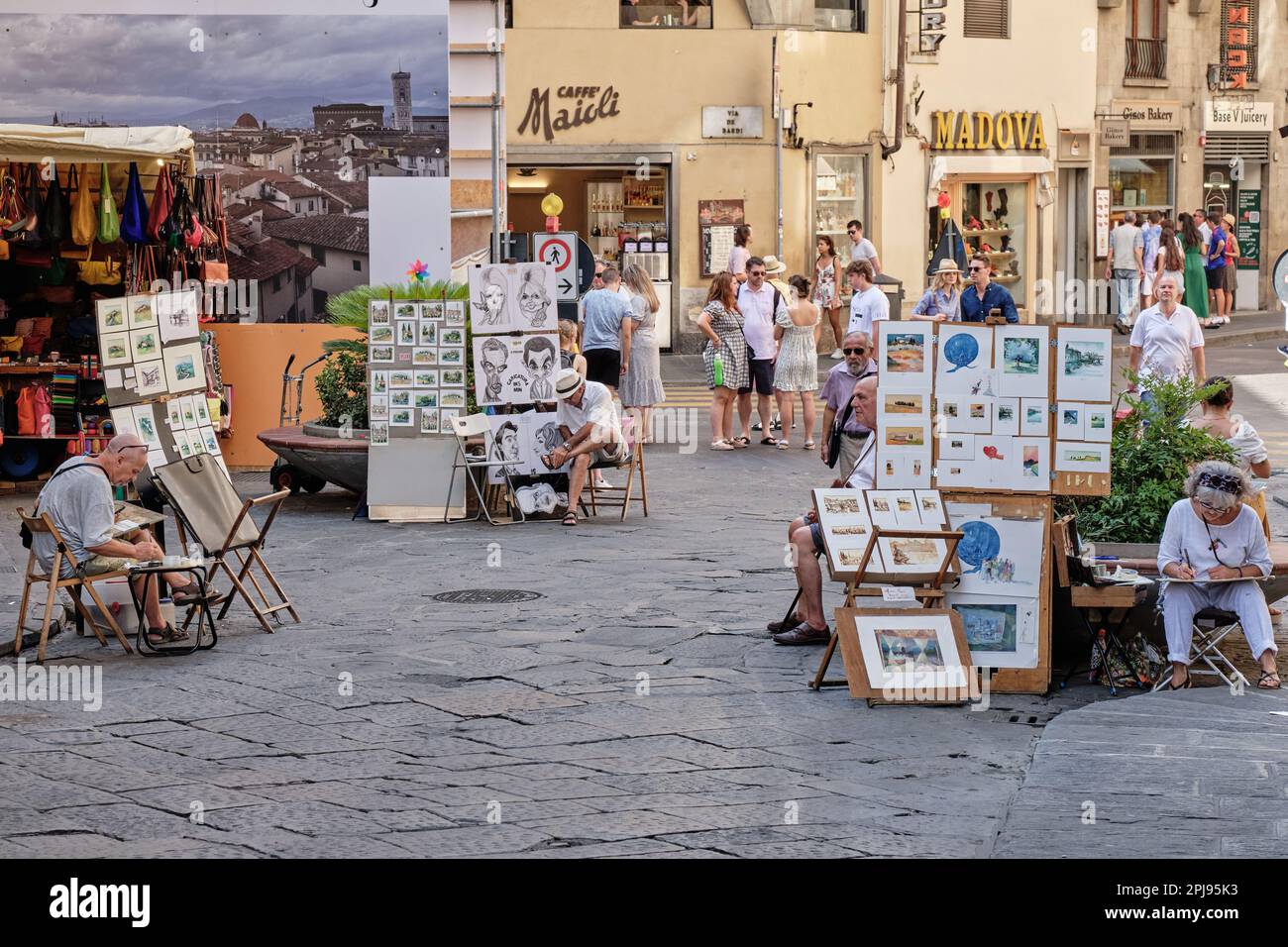 Florence, Italy - July 23 2022:Tourists on the historic streets of the ...