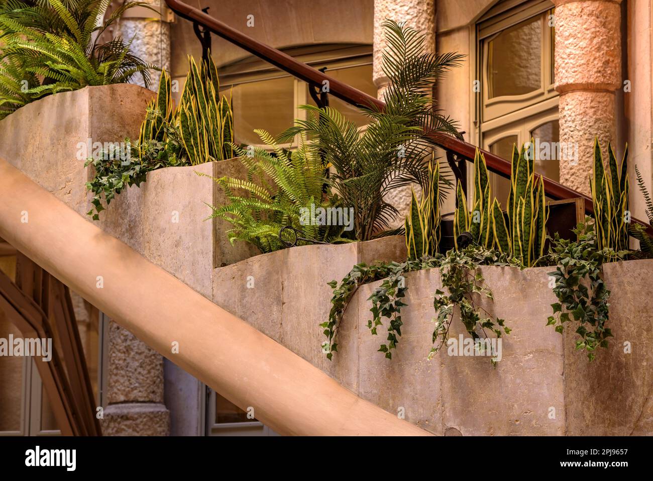 Access stairs to the noble floor of Casa Milà (La Pedrera) from one of ...