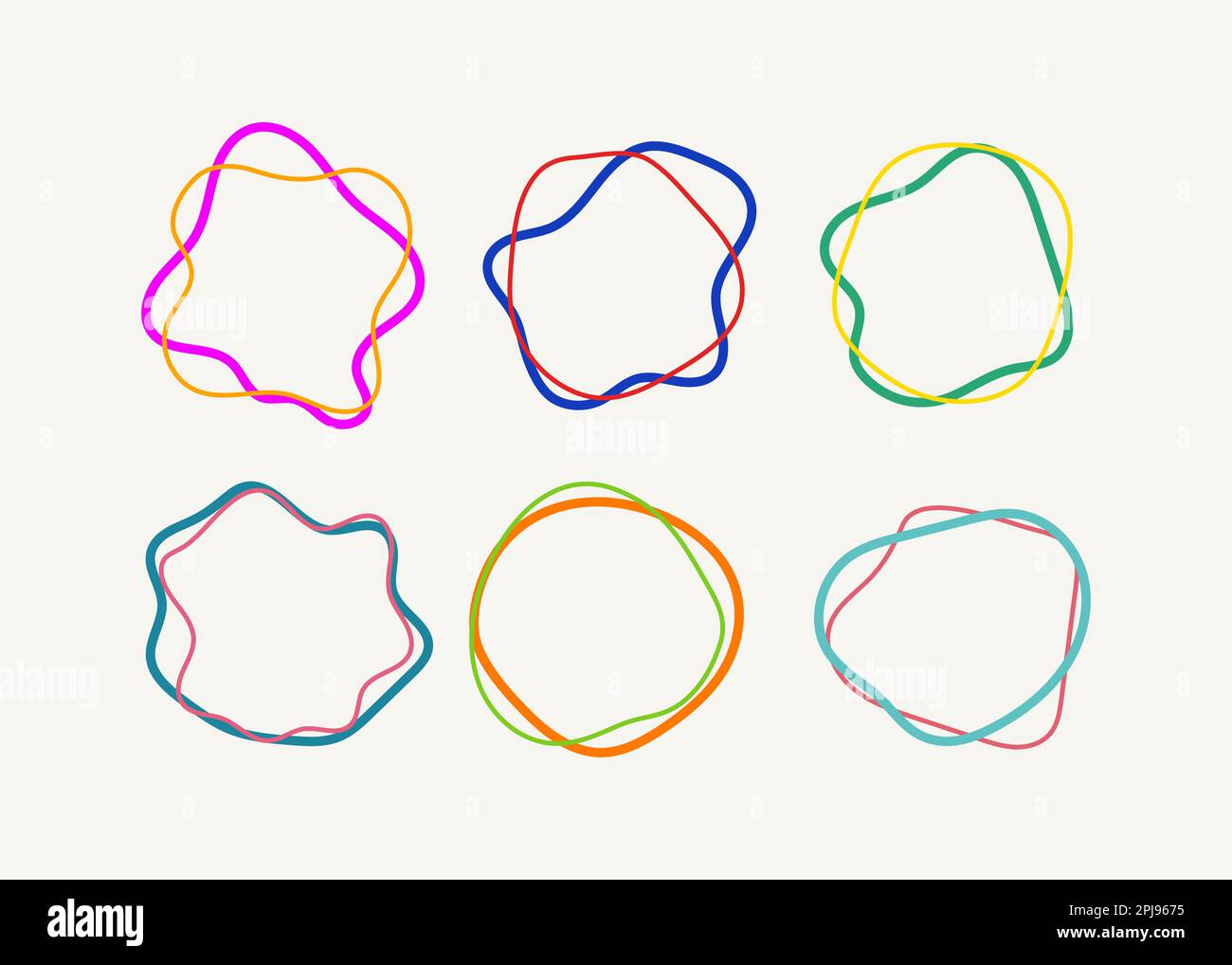 Set of artistic line frames, hand drawn border. Abstract banner for sale, label element, round ...