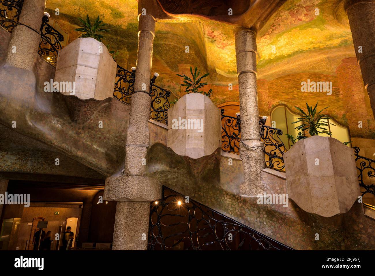 Access stairs to the noble floor of Casa Milà (La Pedrera) from one of ...
