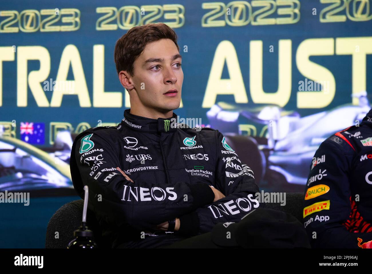 MELBOURNE, AUSTRALIA - APRIL 01: George Russell during The Australian ...