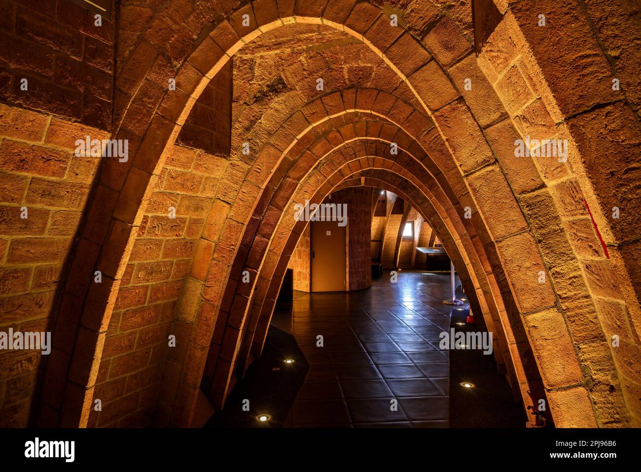 Attic of Casa Milà (La Pedrera) with the catenary arches made with ...