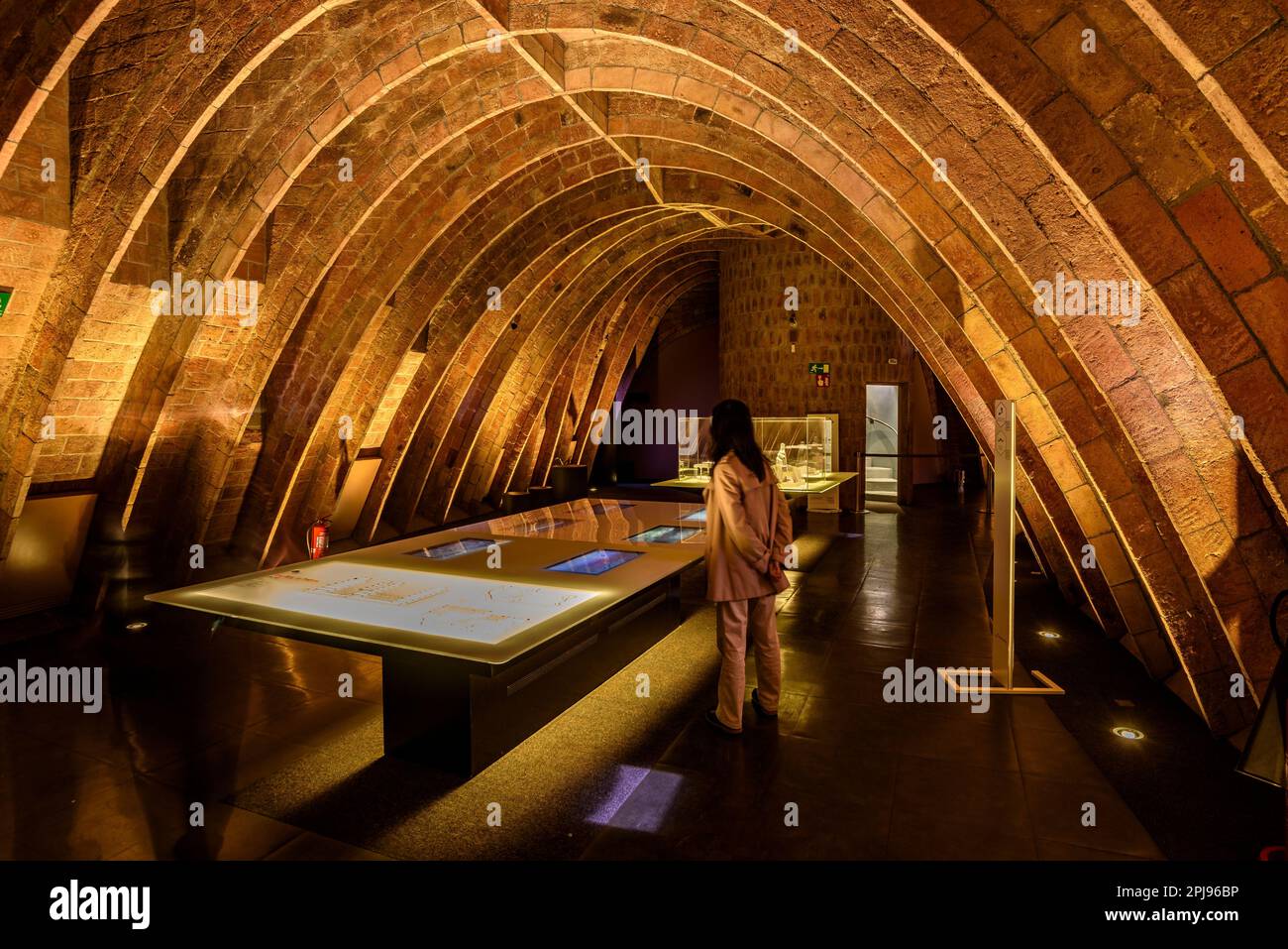 Attic of Casa Milà (La Pedrera) with the catenary arches made with ...