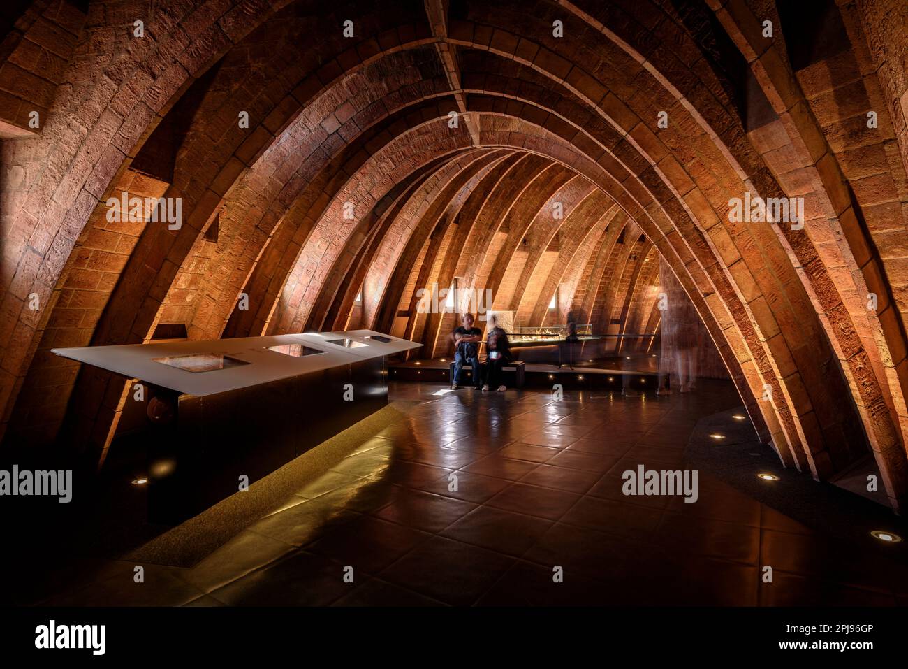Attic of Casa Milà (La Pedrera) with the catenary arches made with ...