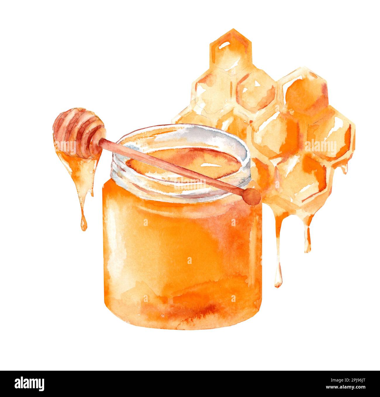 Sweet honey watercolor illustration. Picture for your design with honey ...