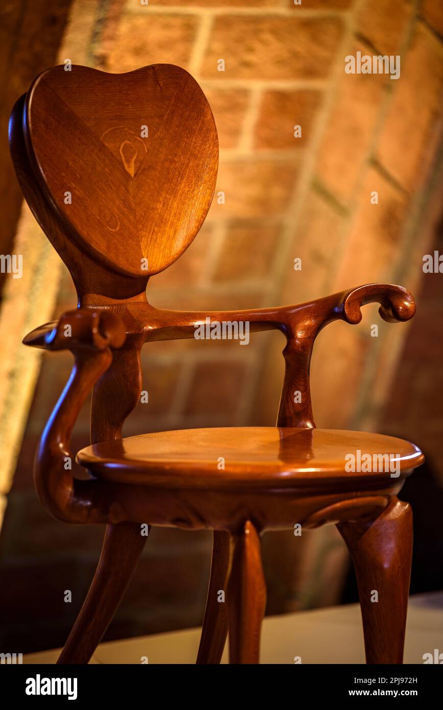 Chair designed by Antoni Gaudí for the Casa Calvet and exhibited in an ...