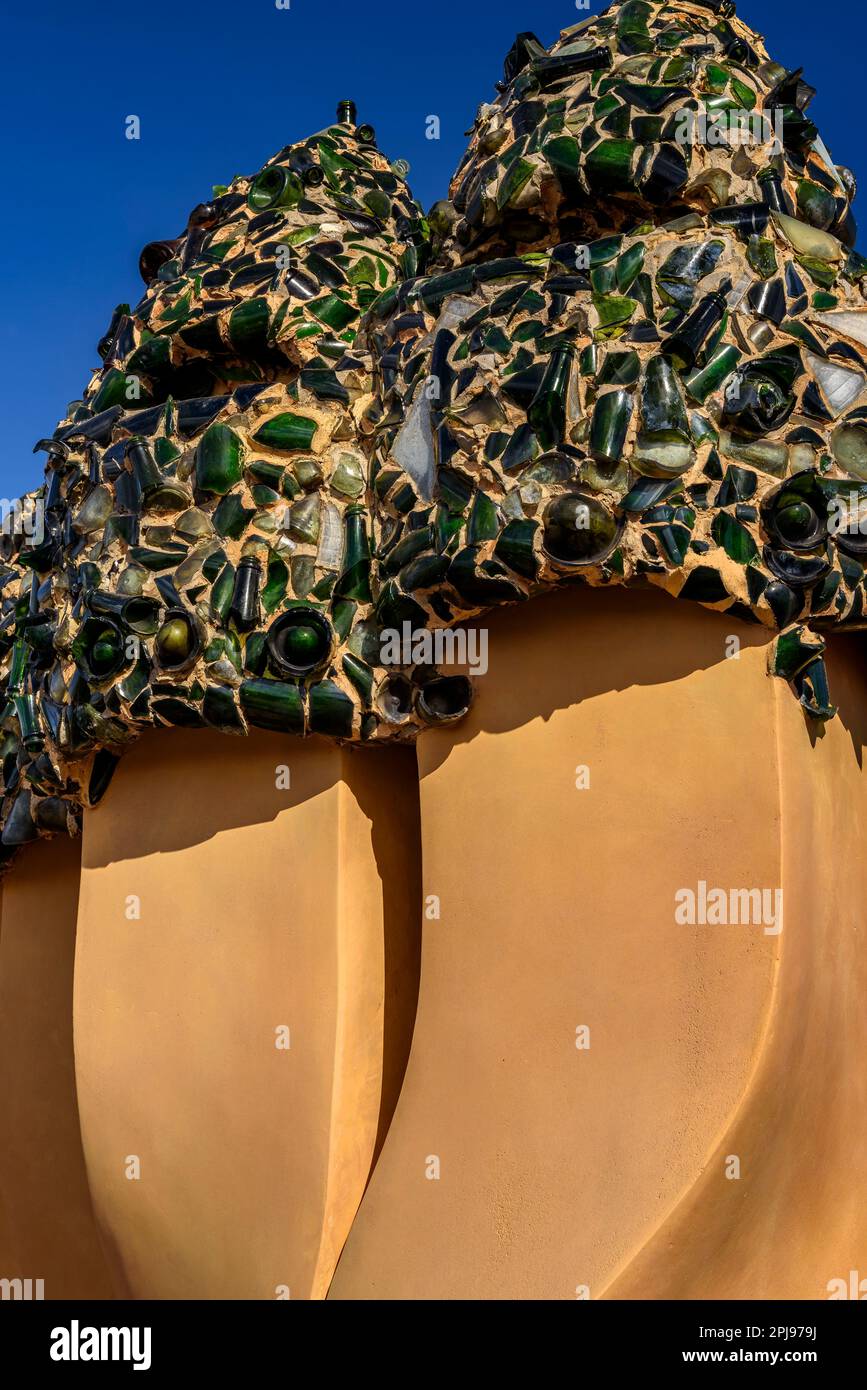 Chimneys in the shape of warrior soldiers on the rooftop terrace of ...