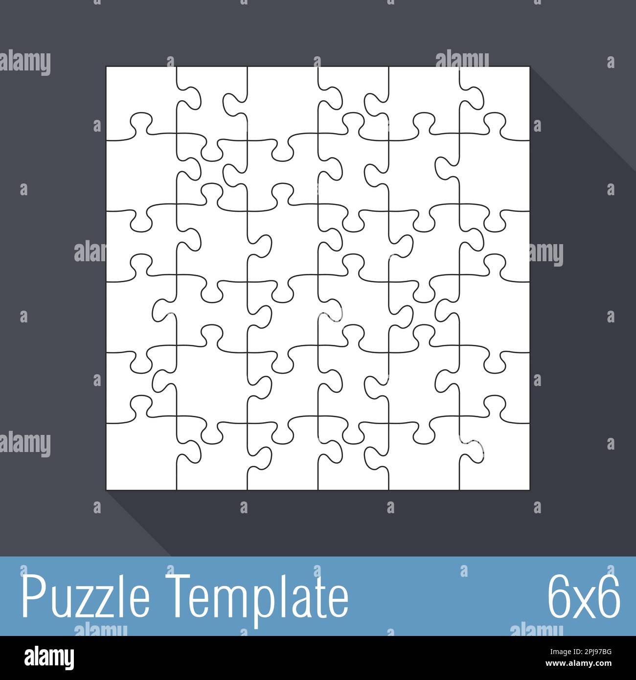 Jigsaw puzzle template 36 Pieces, 6x6, vector eps10 illustration Stock ...
