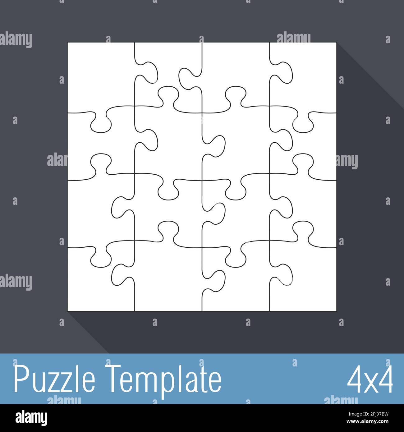 Jigsaw puzzle template 16 Pieces, 4x4, vector eps10 illustration Stock ...