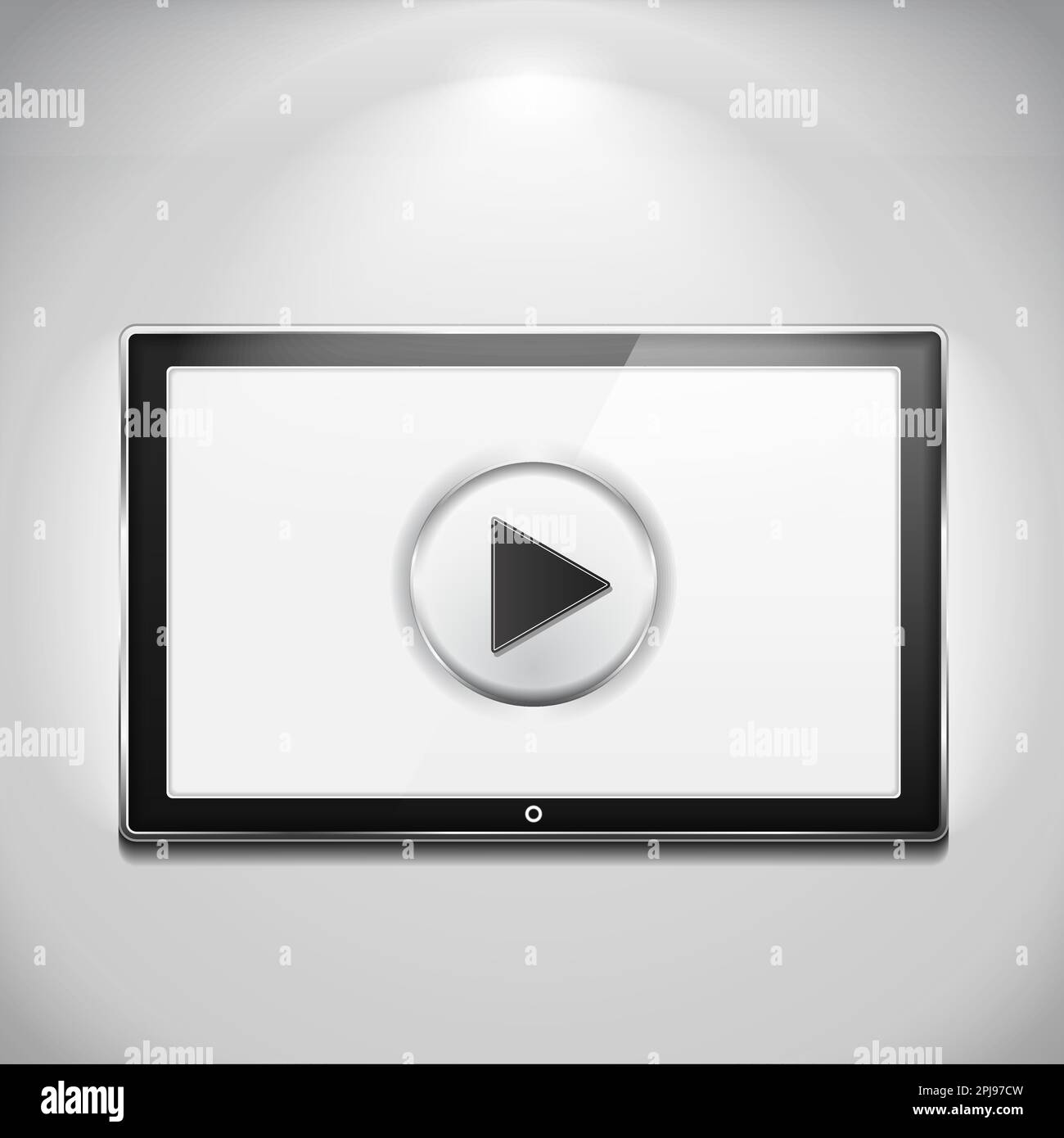 LCD TV on the wall with play button, vector eps10 illustration Stock ...