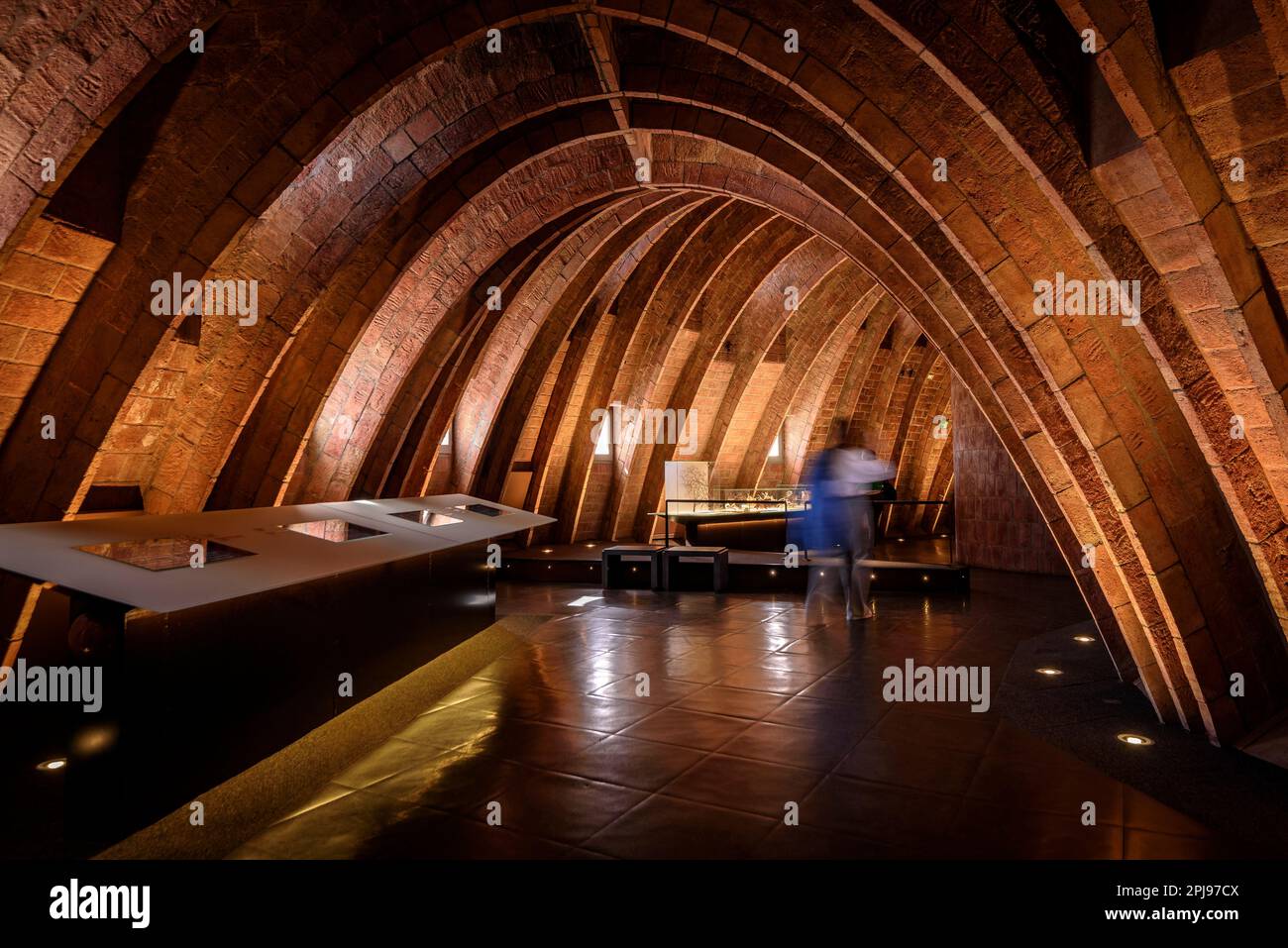 Attic of Casa Milà (La Pedrera) with the catenary arches made with ...