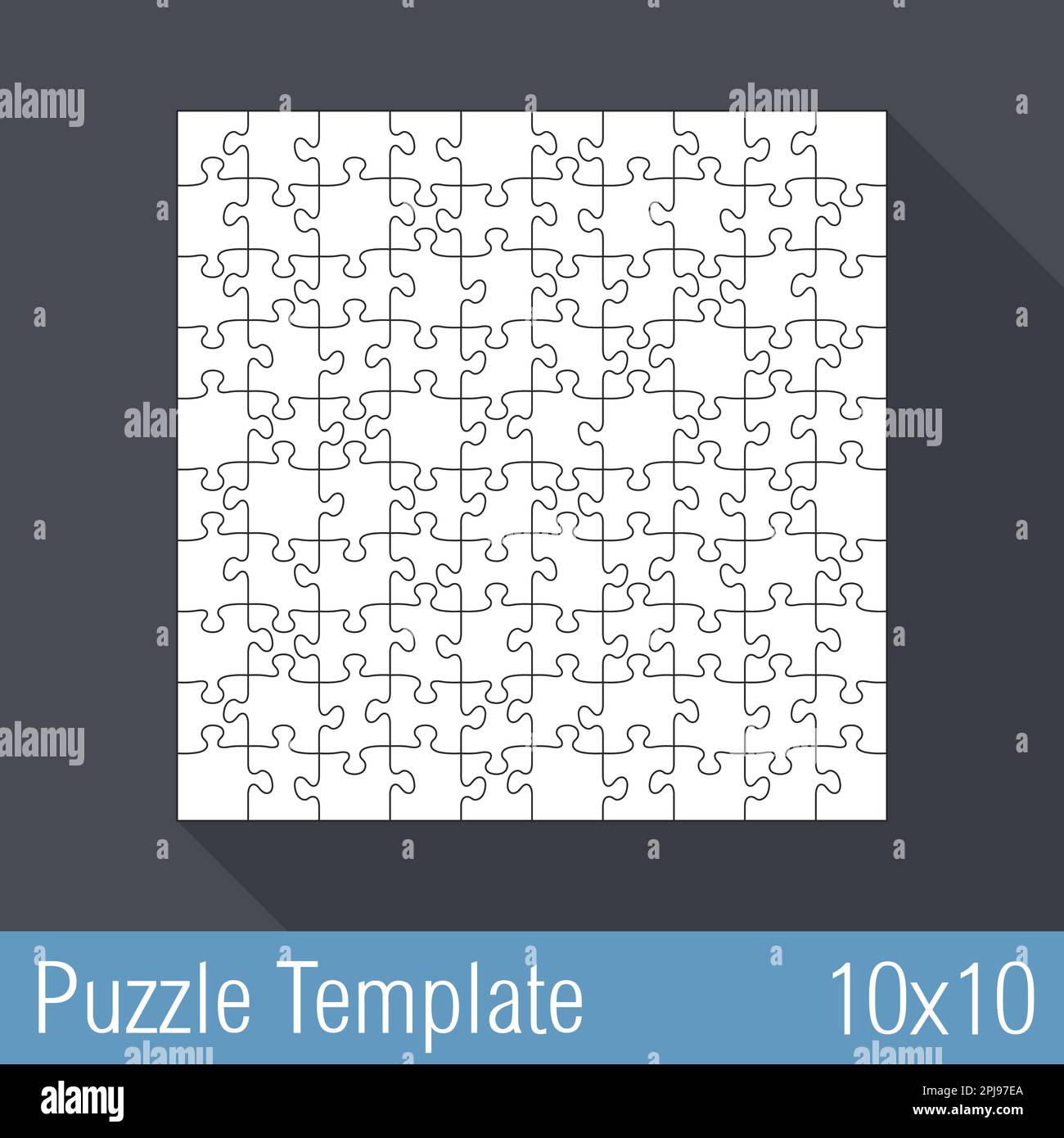 Square jigsaw puzzle template 10x10 pieces, vector eps10 illustration ...