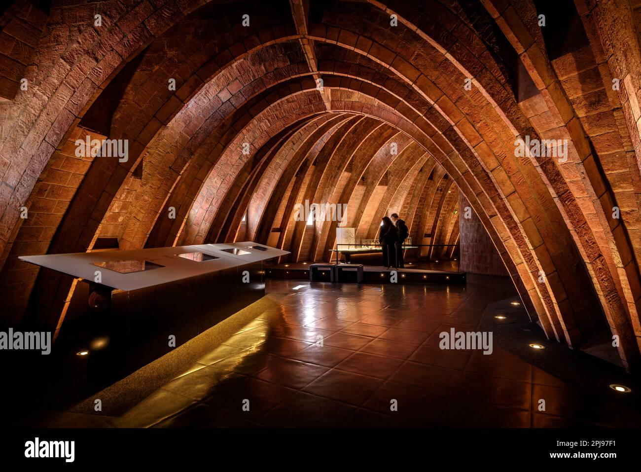 Attic of Casa Milà (La Pedrera) with the catenary arches made with ...