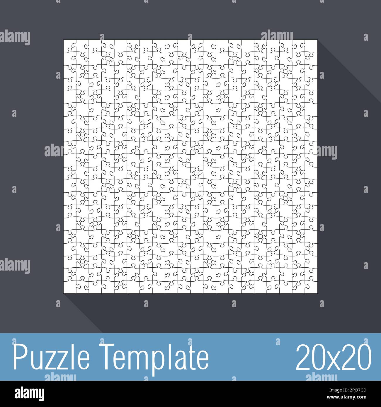 Square jigsaw puzzle template 20x20 pieces, vector eps10 illustration ...