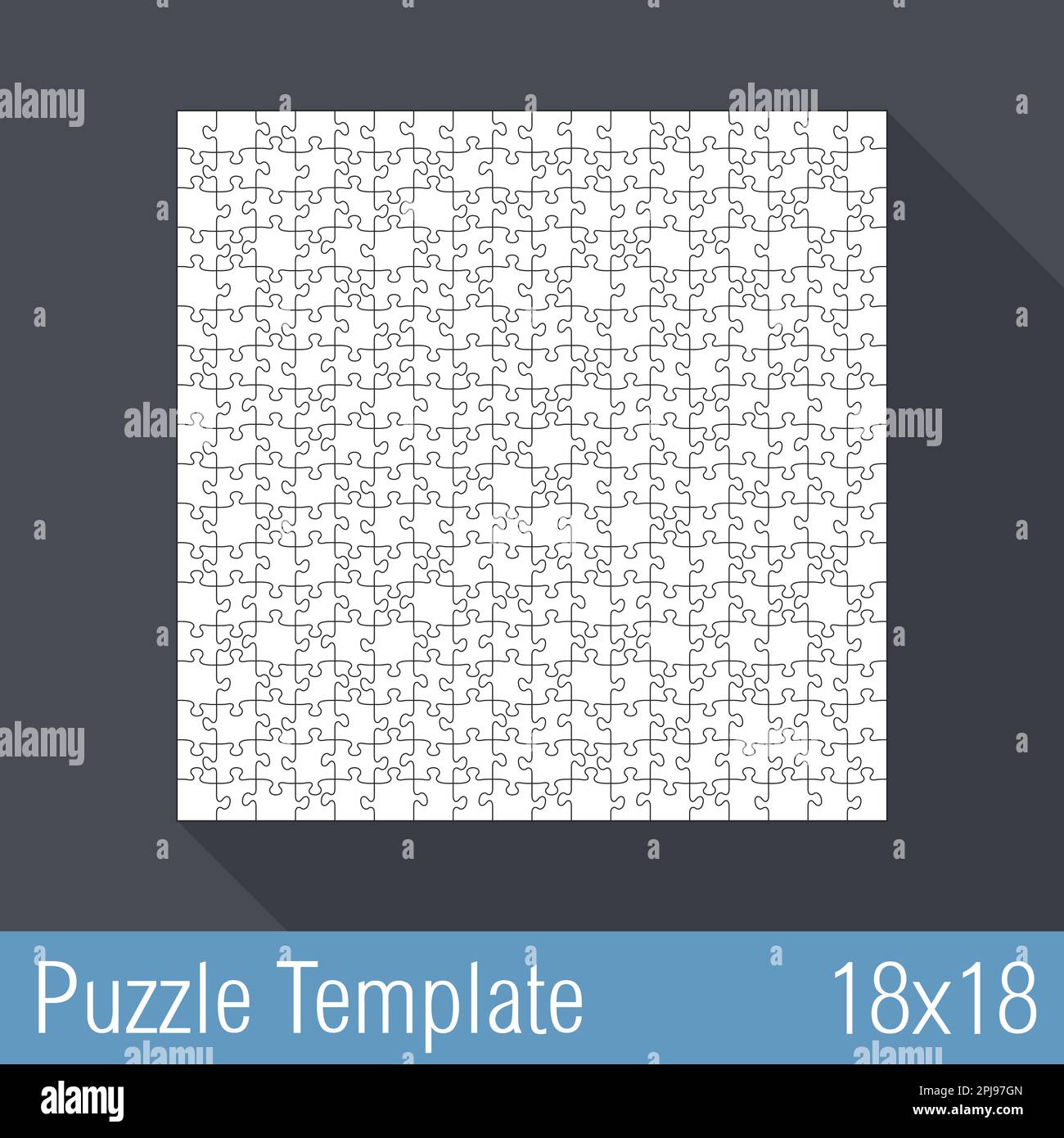 Square jigsaw puzzle template 18x18 pieces, vector eps10 illustration ...