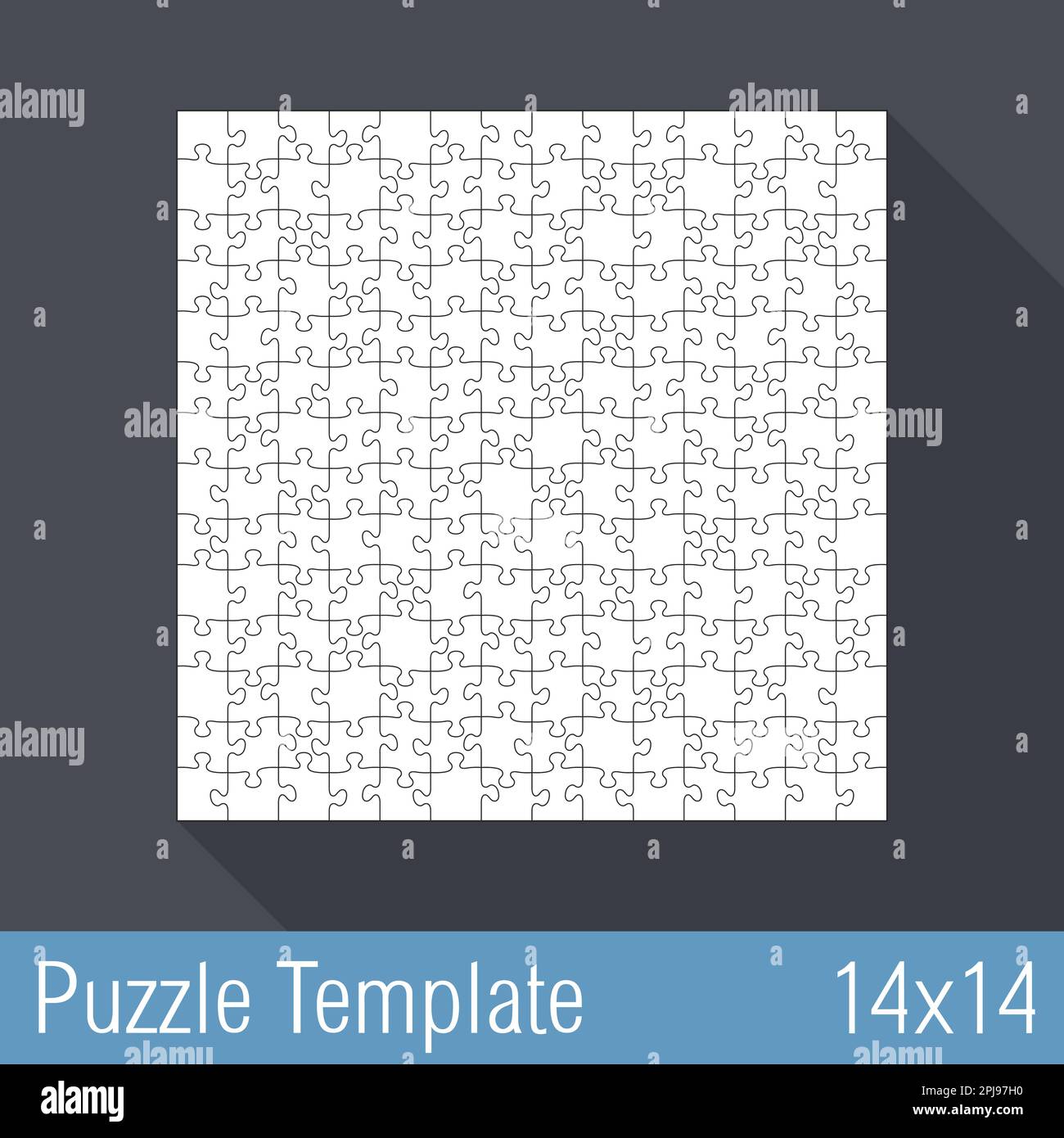 Square jigsaw puzzle template 14x14 pieces, vector eps10 illustration ...