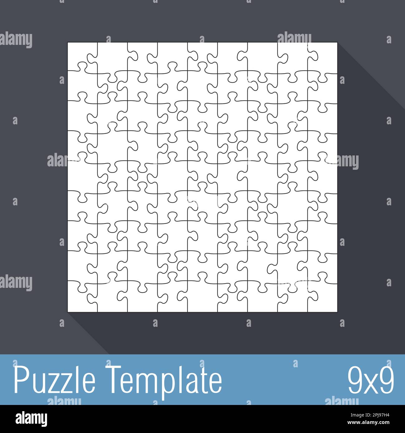 Square jigsaw puzzle template 9x9 pieces, vector eps10 illustration ...