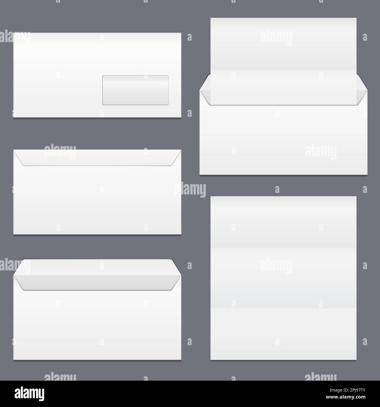 Envelopes and blank paper, vector eps10 illustration Stock Vector Image ...