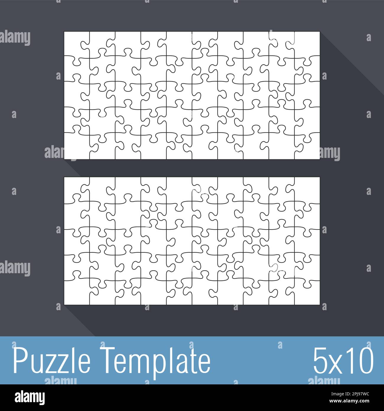 Puzzle template 5x10 pieces, vector eps10 illustration Stock Vector ...