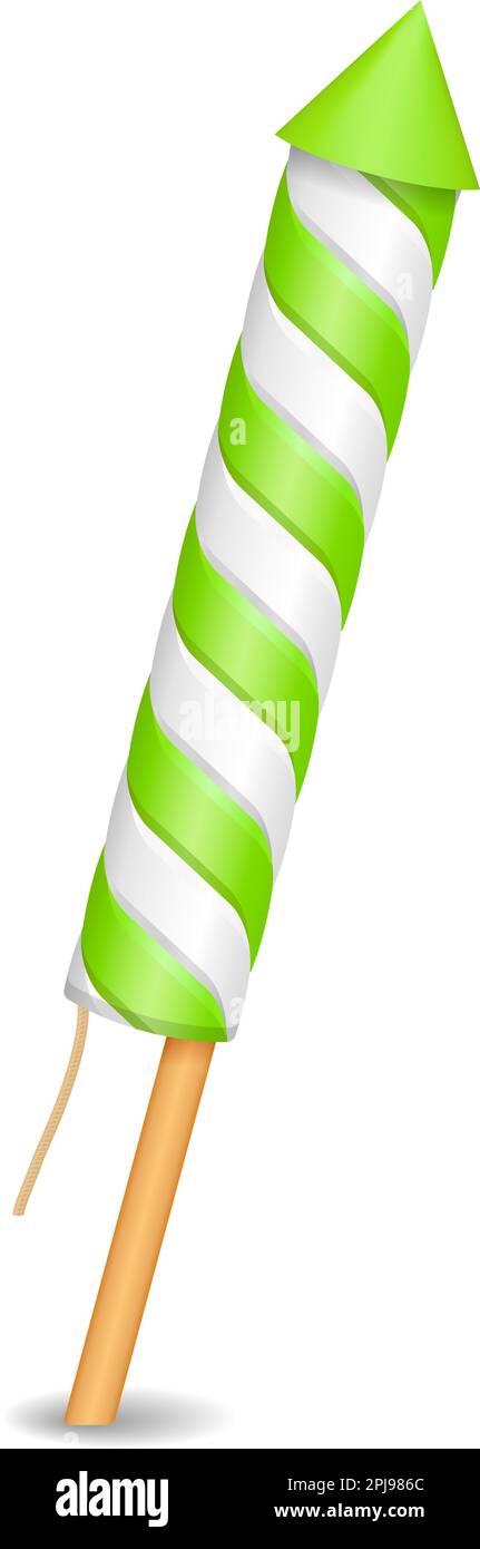 Green firework rocket on white background, vector eps10 illustration ...