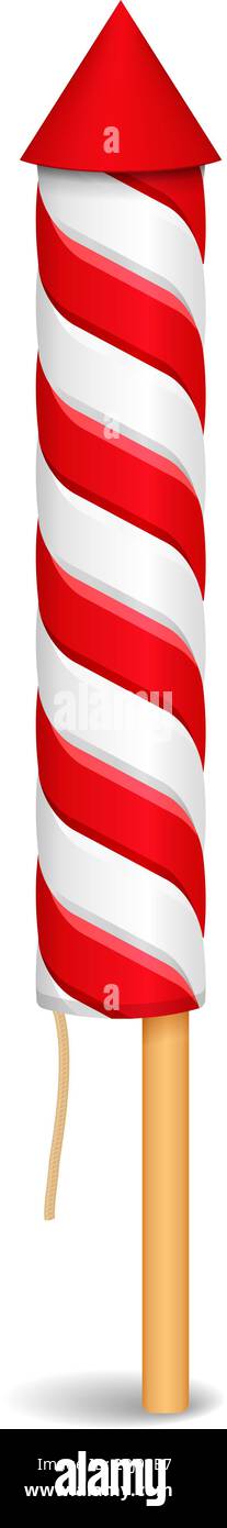 Red firework rocket on white background, vector eps10 illustration ...