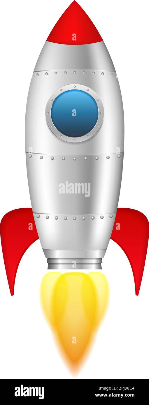 Rocket with flame on white background, vector eps10 illustration Stock ...