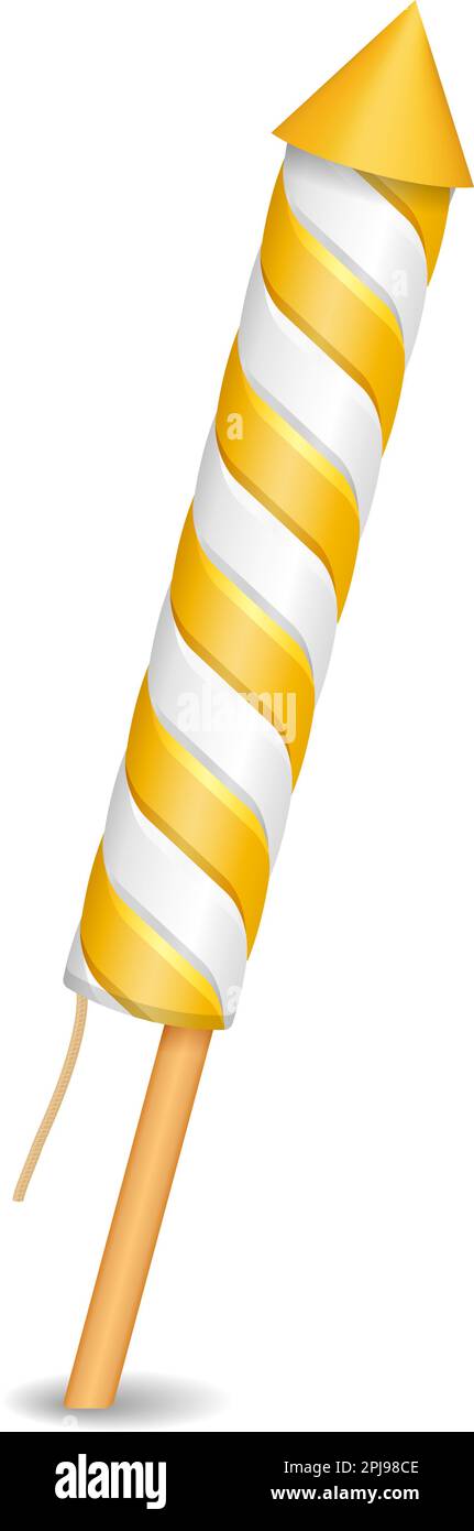 Yellow firework rocket on white background, vector eps10 illustration ...