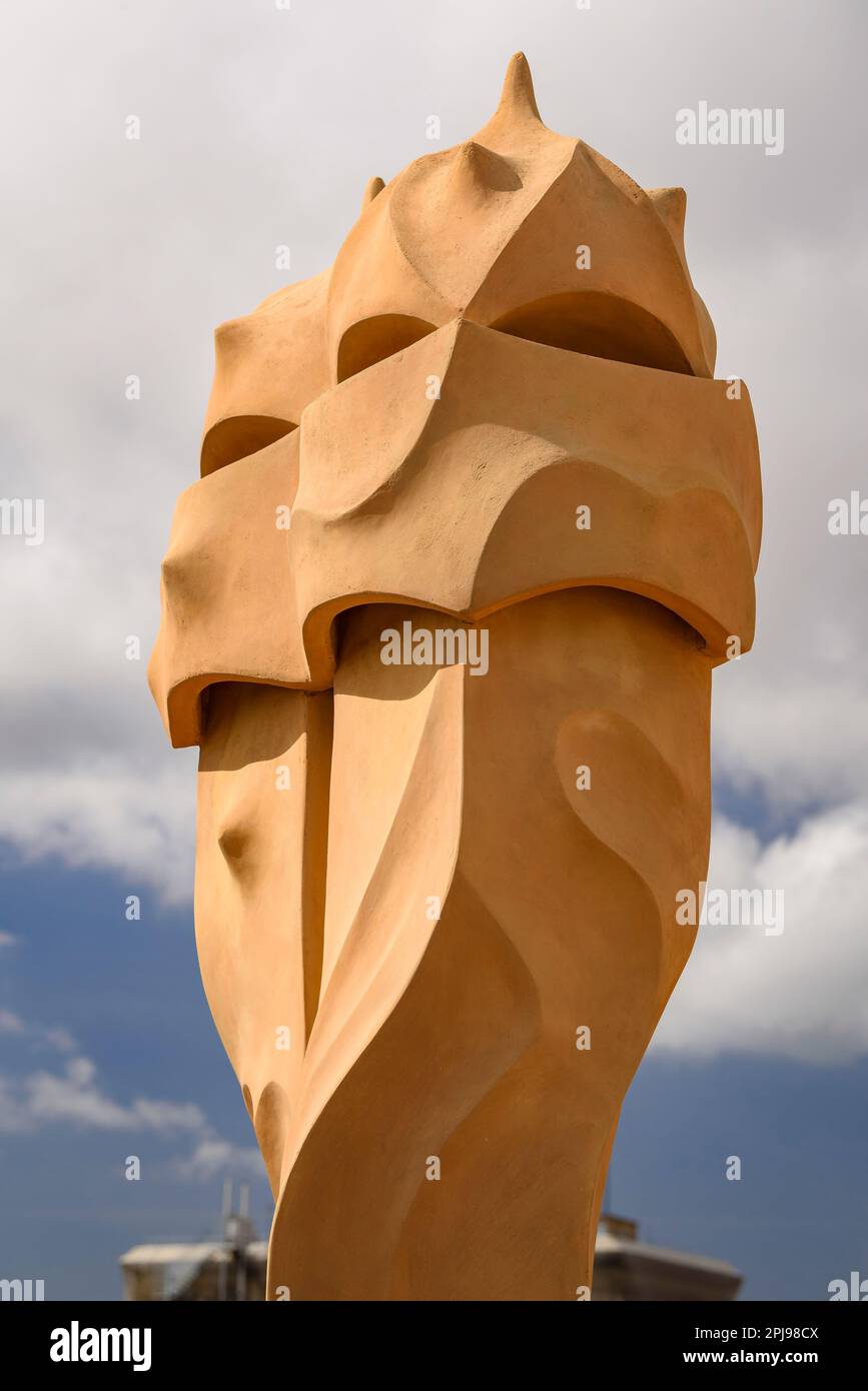 Chimneys in the shapes of soldiers / warriors on the rooftop of Casa ...