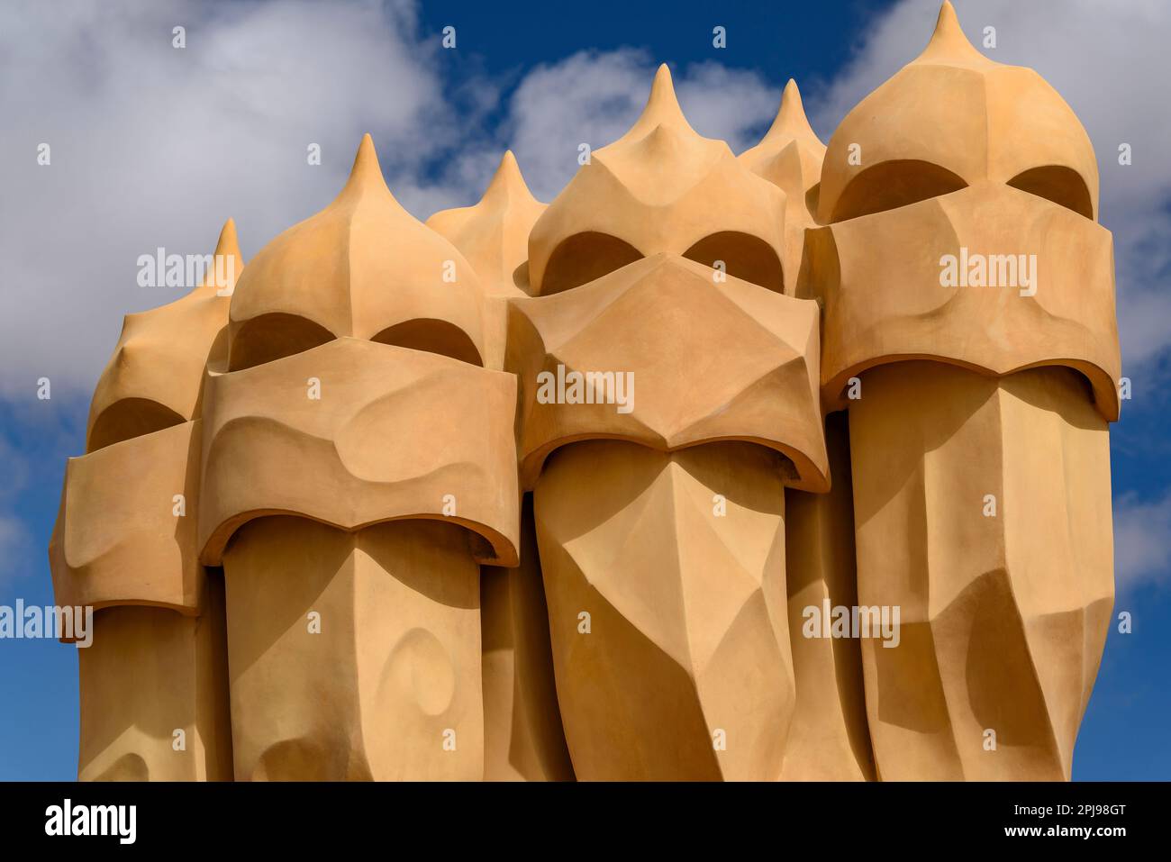 Chimneys in the shapes of soldiers / warriors on the rooftop of Casa ...