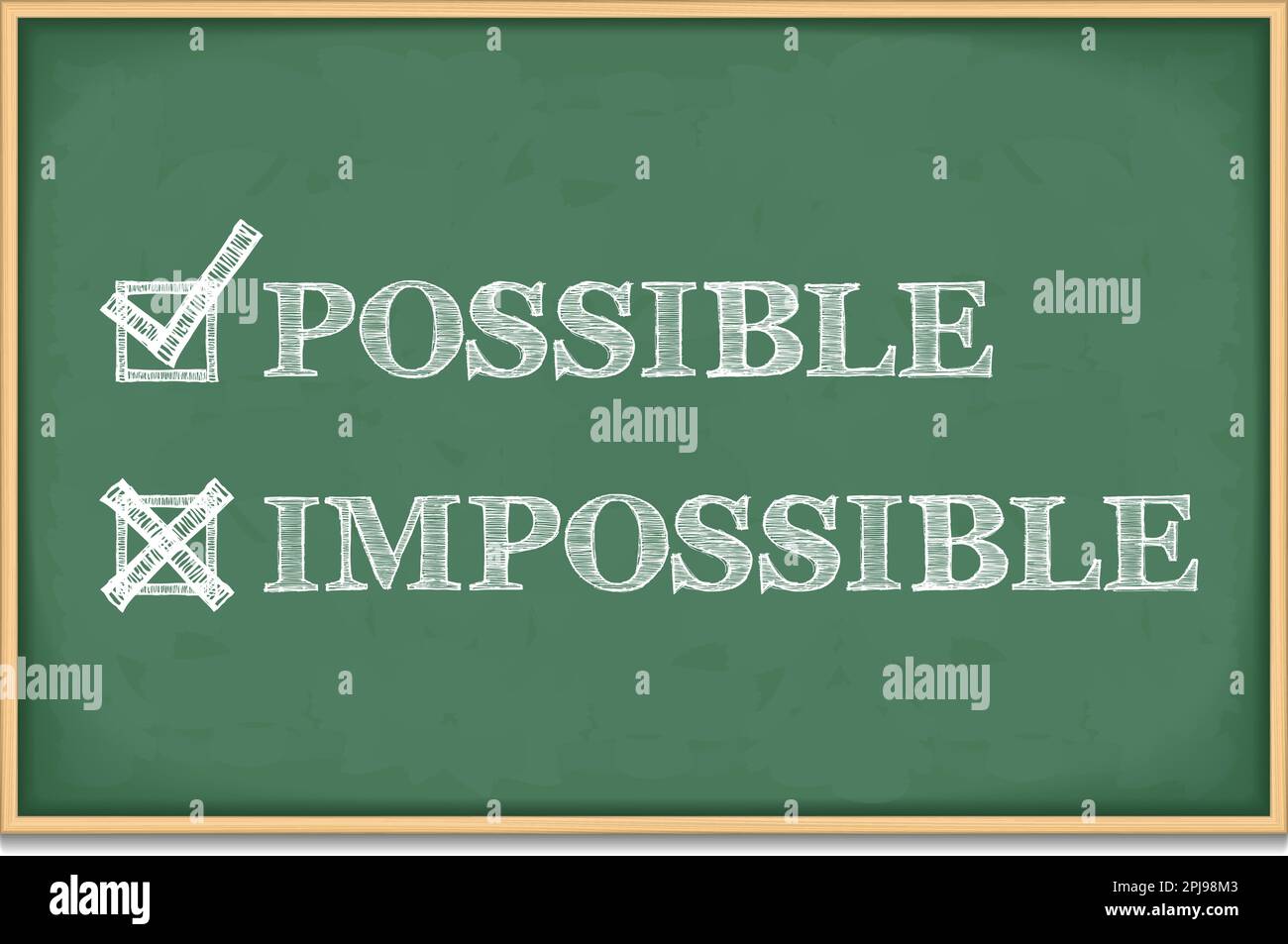 Possible - Impossible words with check boxes on blackboard, vector ...