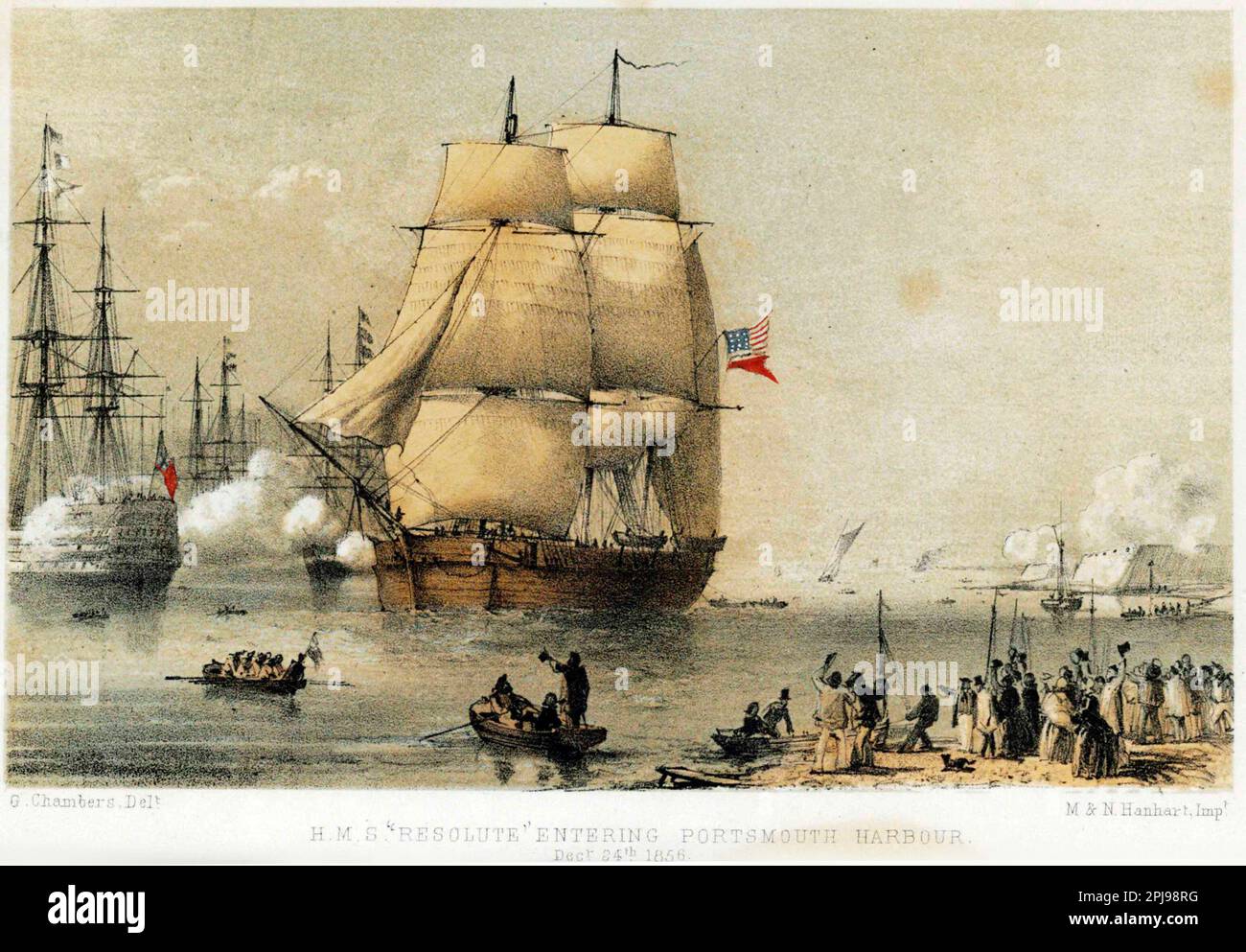 HMS Resolute entering Portsmouth Harbour, 24,12,11856 Stock Photo - Alamy