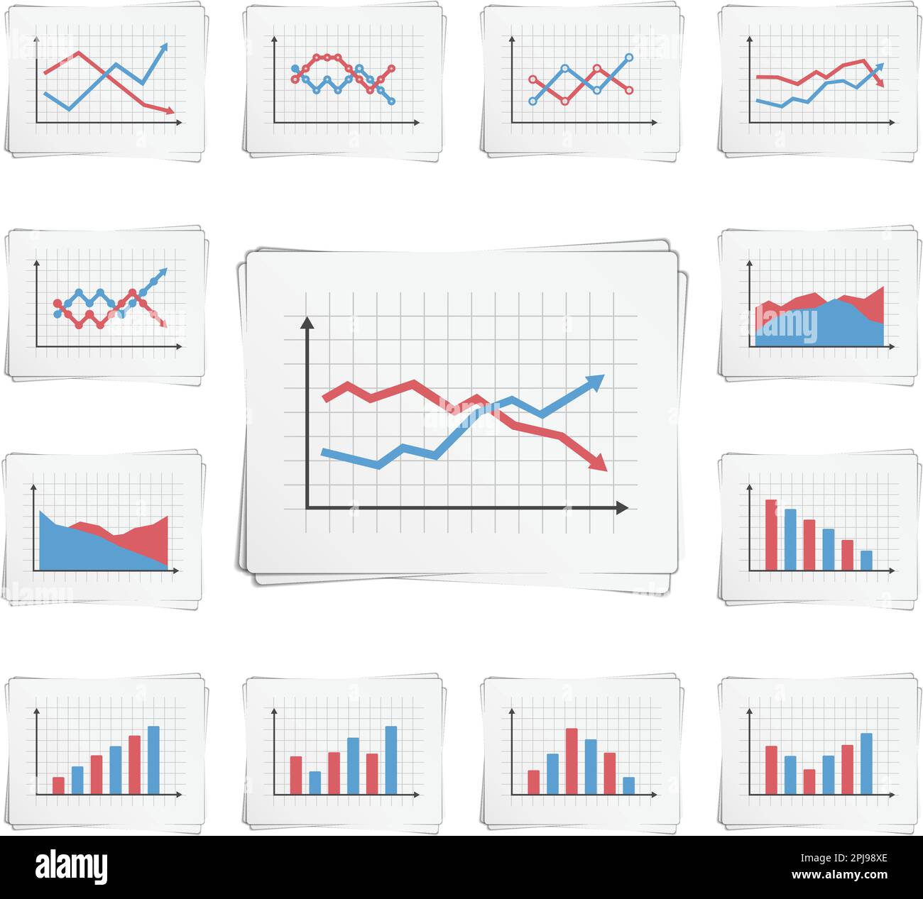 Papers with different graphs and charts, vector eps10 illustration ...