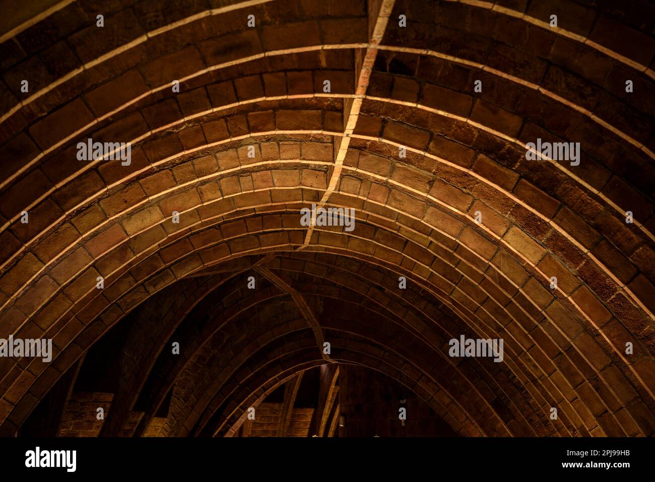 Details of catenary or parabolic arches in the attic of Casa Milà (la ...