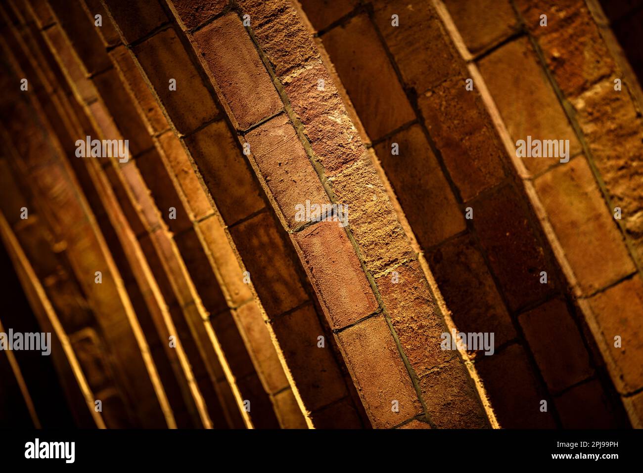 Details of catenary or parabolic arches in the attic of Casa Milà (la ...