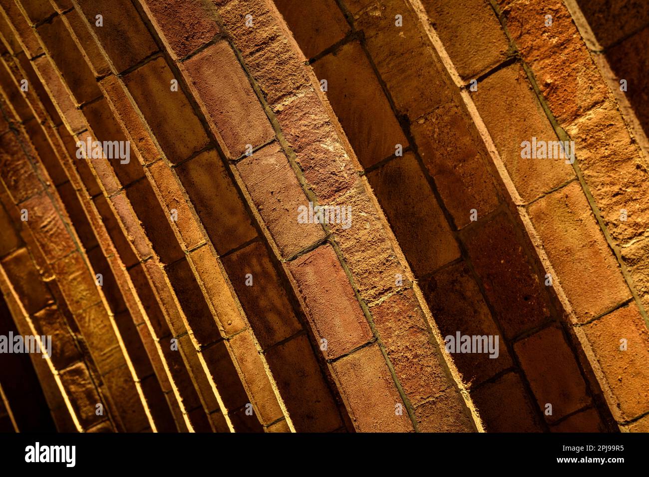 Details of catenary or parabolic arches in the attic of Casa Milà (la ...