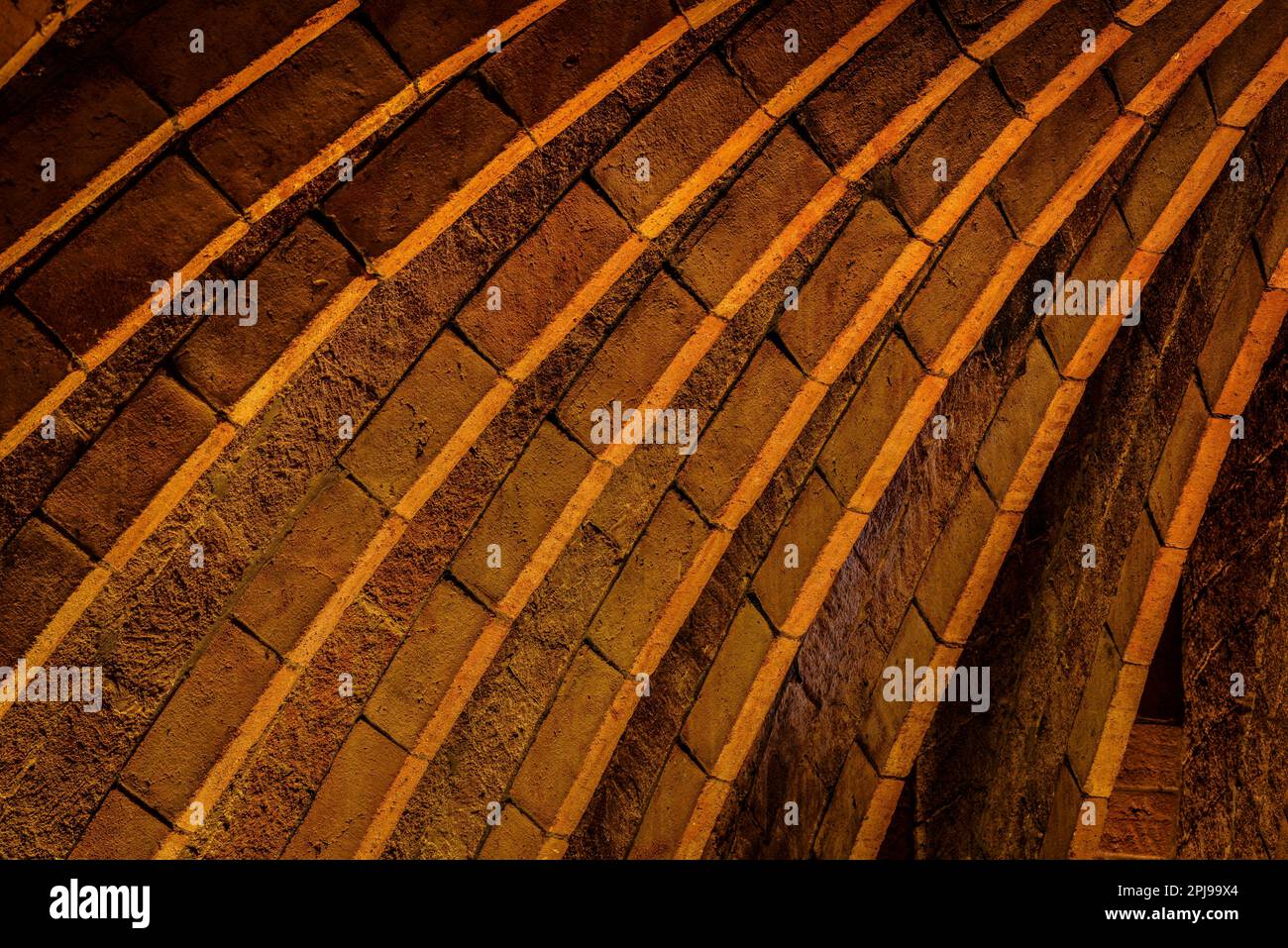 Details of catenary or parabolic arches in the attic of Casa Milà (la ...