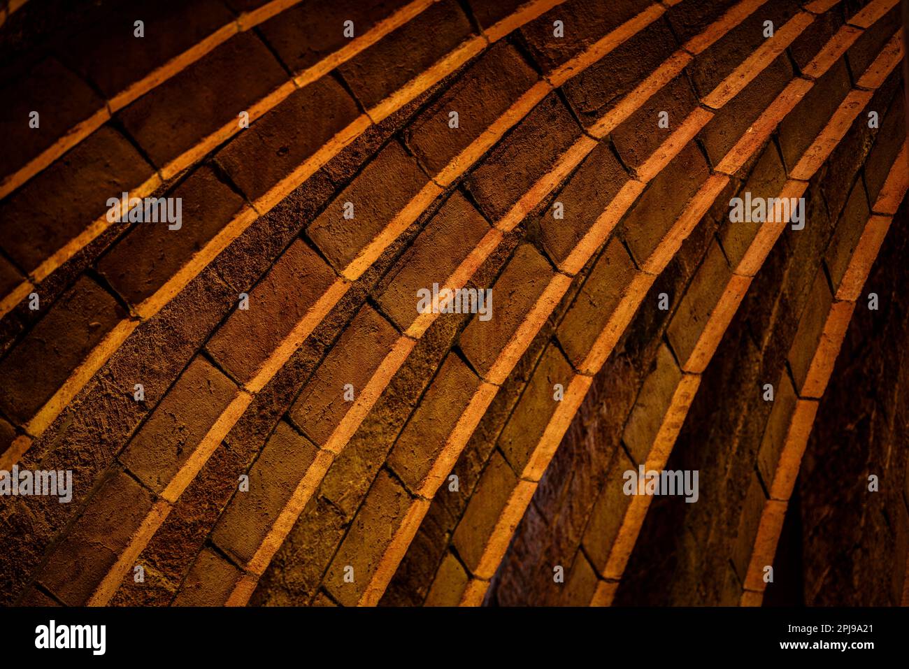 Details of catenary or parabolic arches in the attic of Casa Milà (la ...