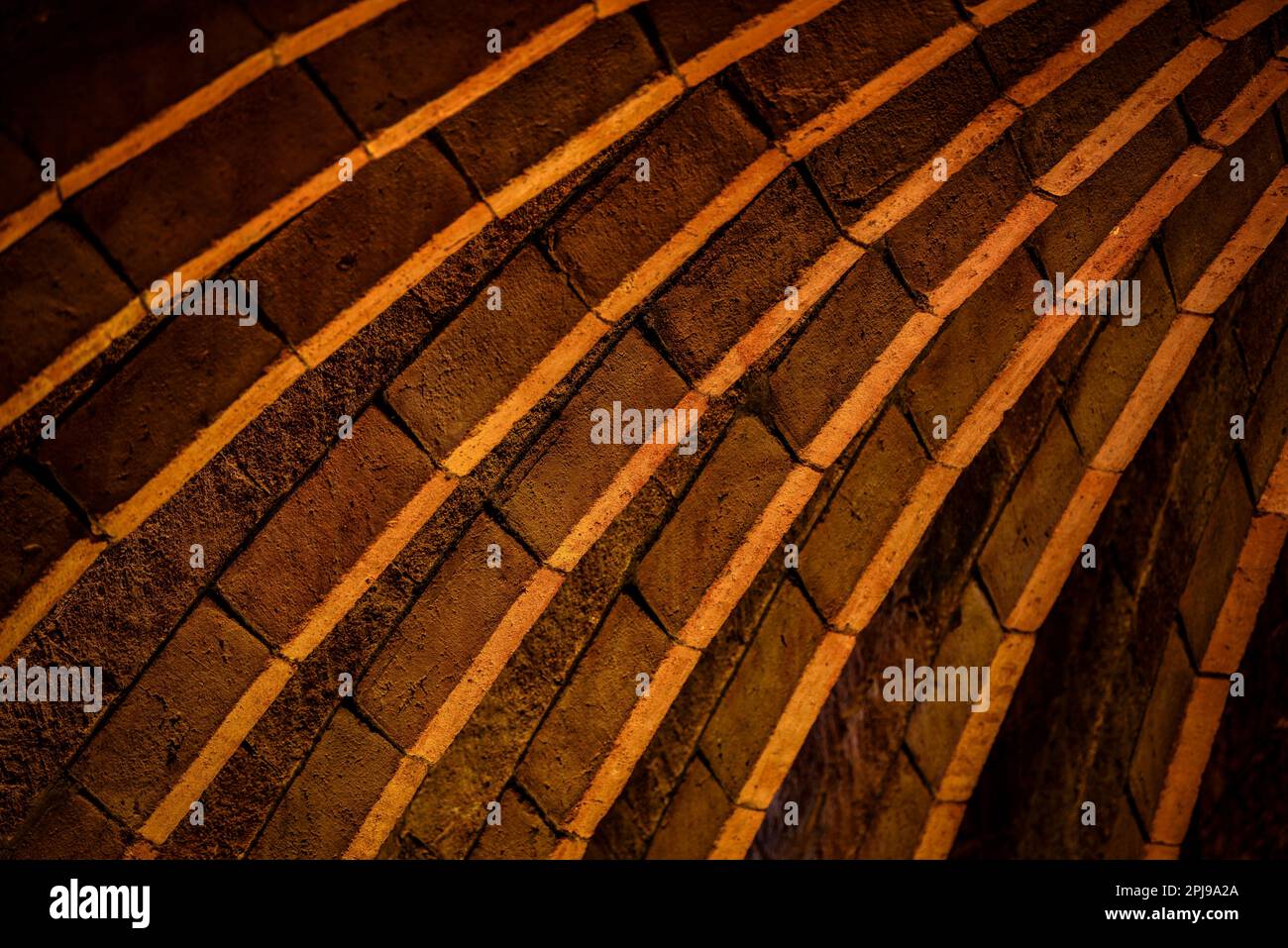 Details of catenary or parabolic arches in the attic of Casa Milà (la ...