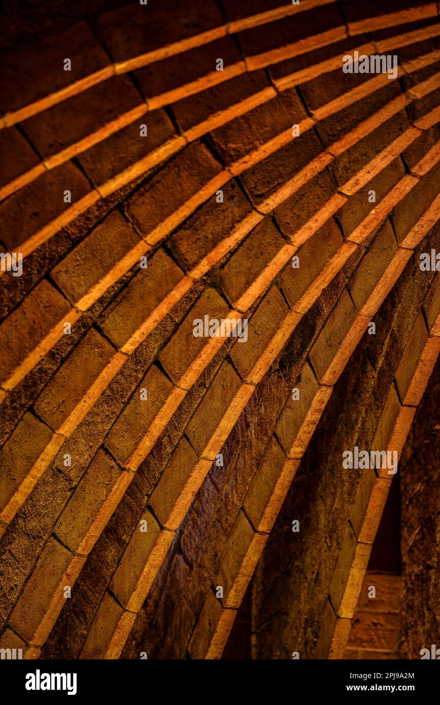 Details of catenary or parabolic arches in the attic of Casa Milà (la ...