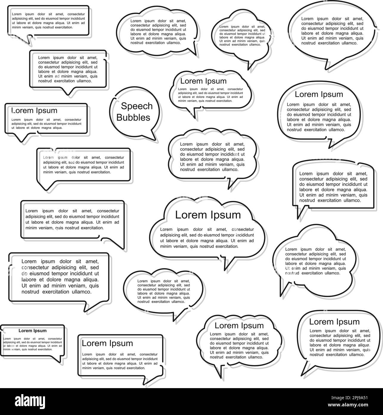 Set of line speech bubbles on white background, vector eps10 ...