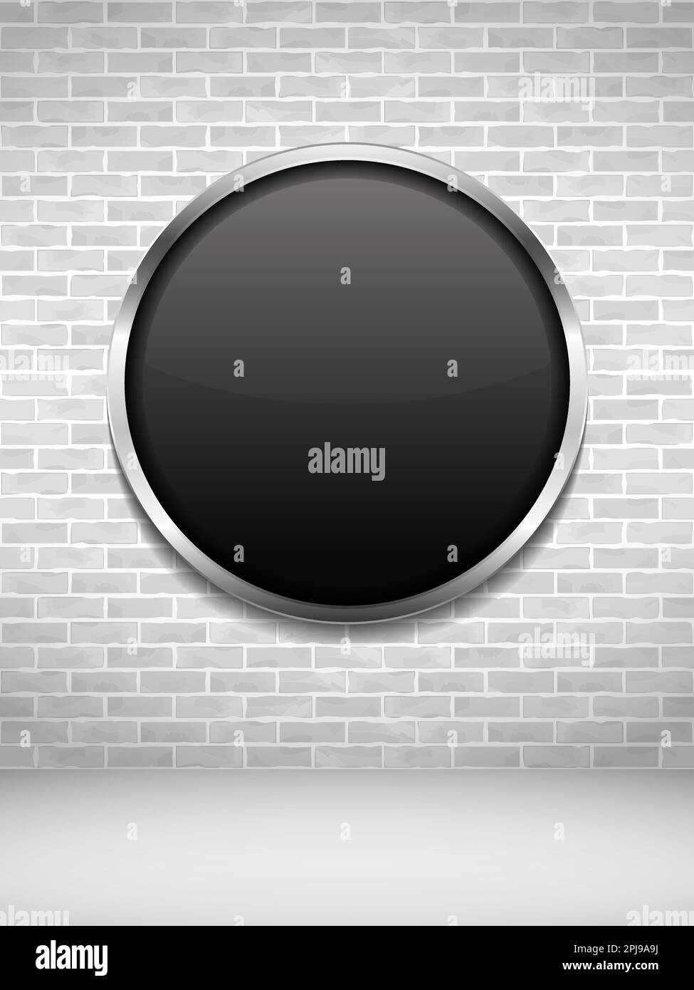Blank black round frame on an old brick wall, vector eps10 illustration ...