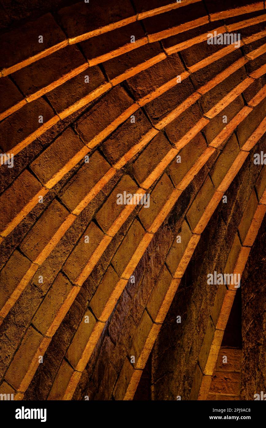 Details of catenary or parabolic arches in the attic of Casa Milà (la ...