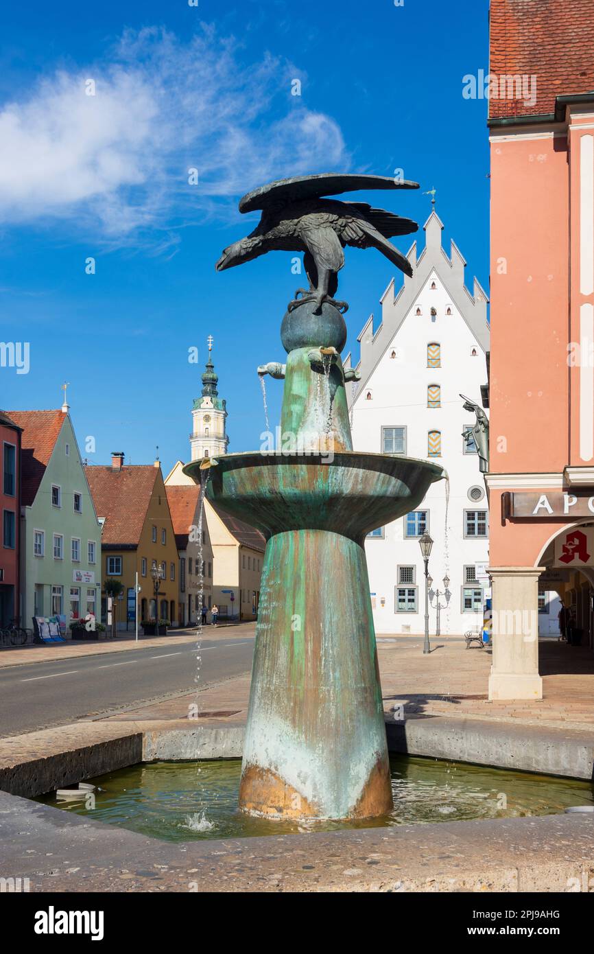 Donauwörth: Old Town, street Reichsstraße, fountain Reichsstadtbrunnen ...