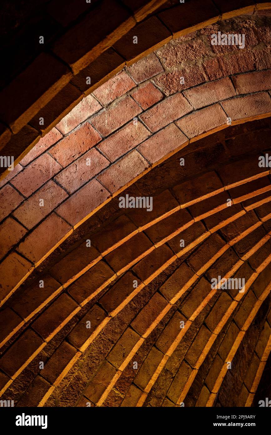 Details of catenary or parabolic arches in the attic of Casa Milà (la ...