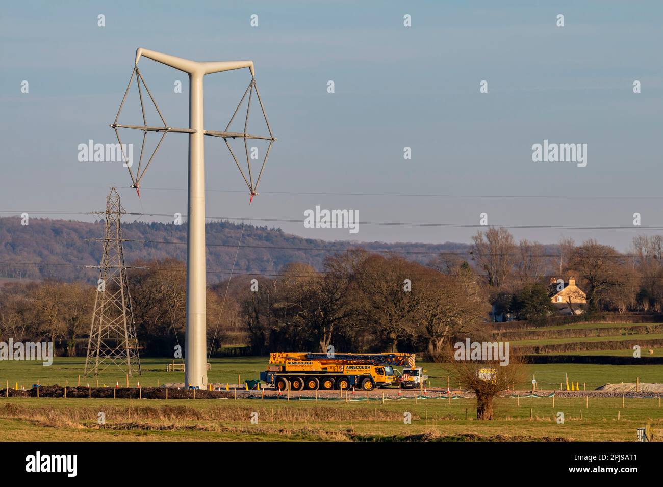 T Pylons under construction Stock Photo - Alamy