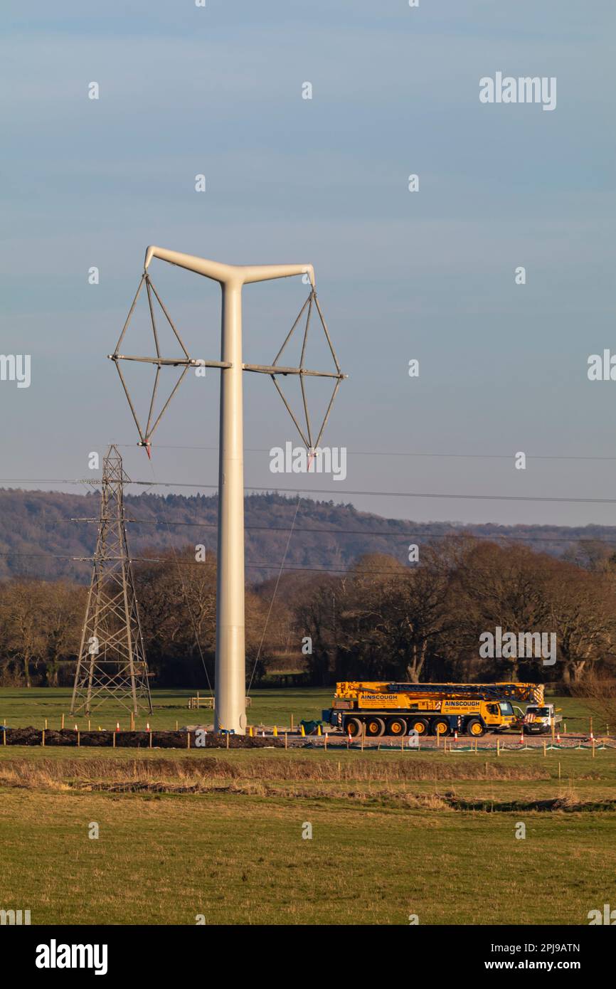 T Pylons under construction Stock Photo - Alamy