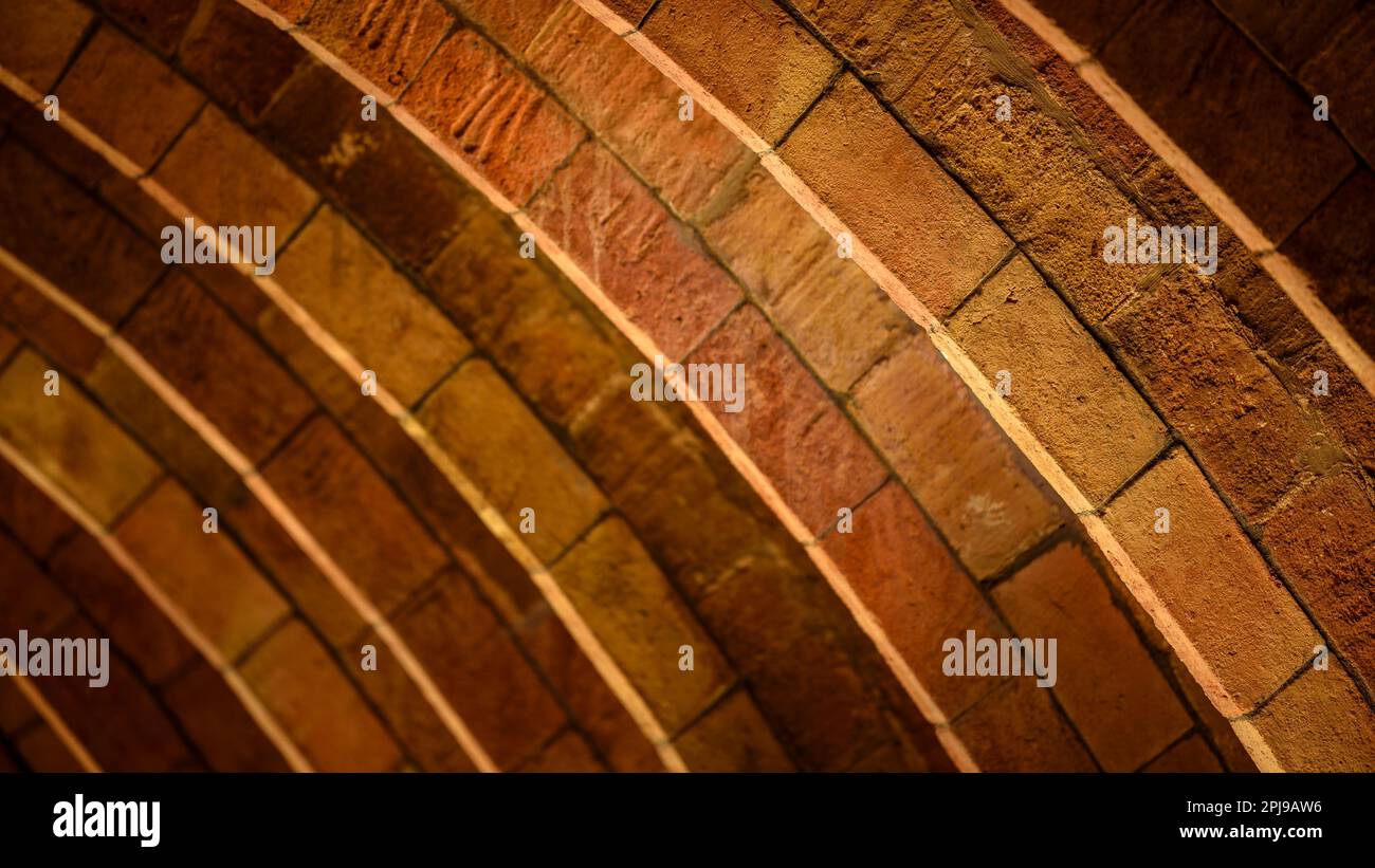Details of catenary or parabolic arches in the attic of Casa Milà (la ...