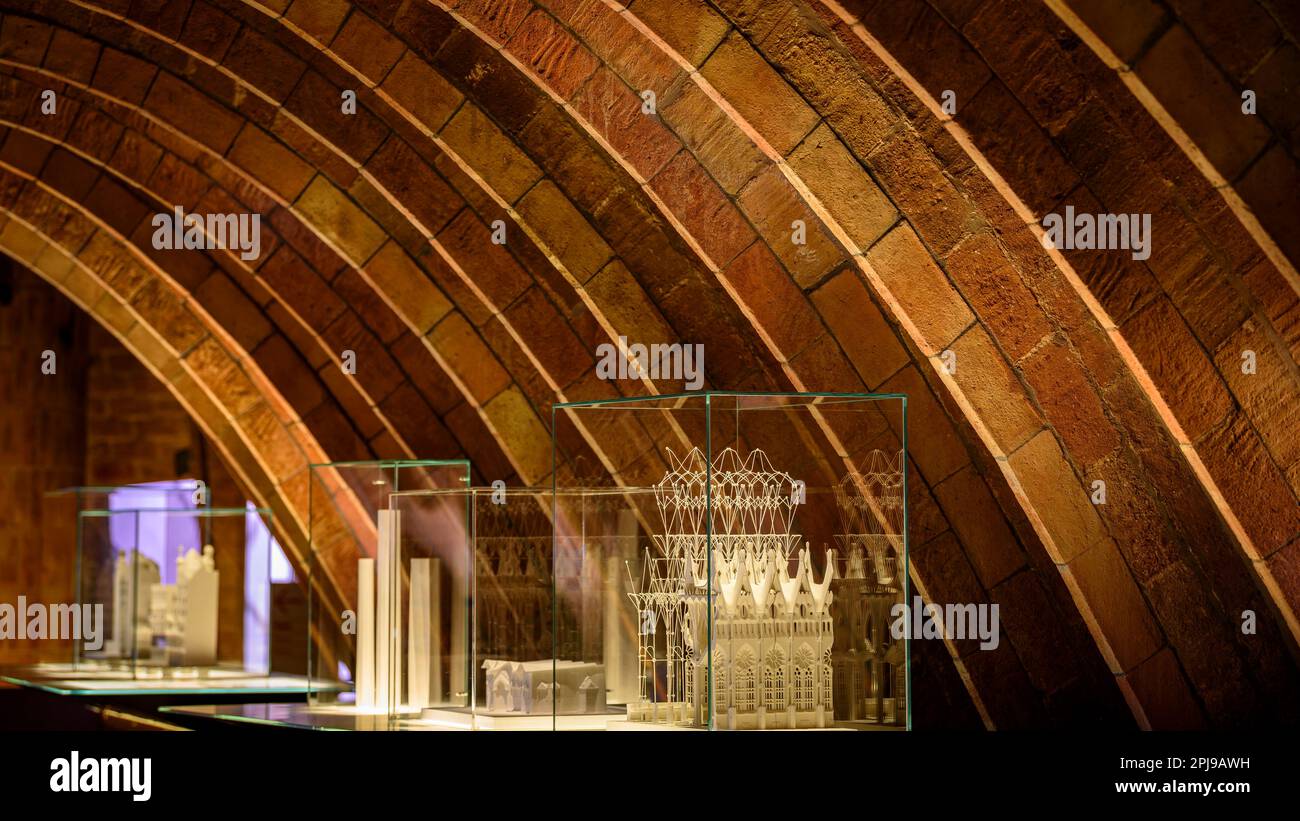 Details of catenary or parabolic arches in the attic of Casa Milà (la ...