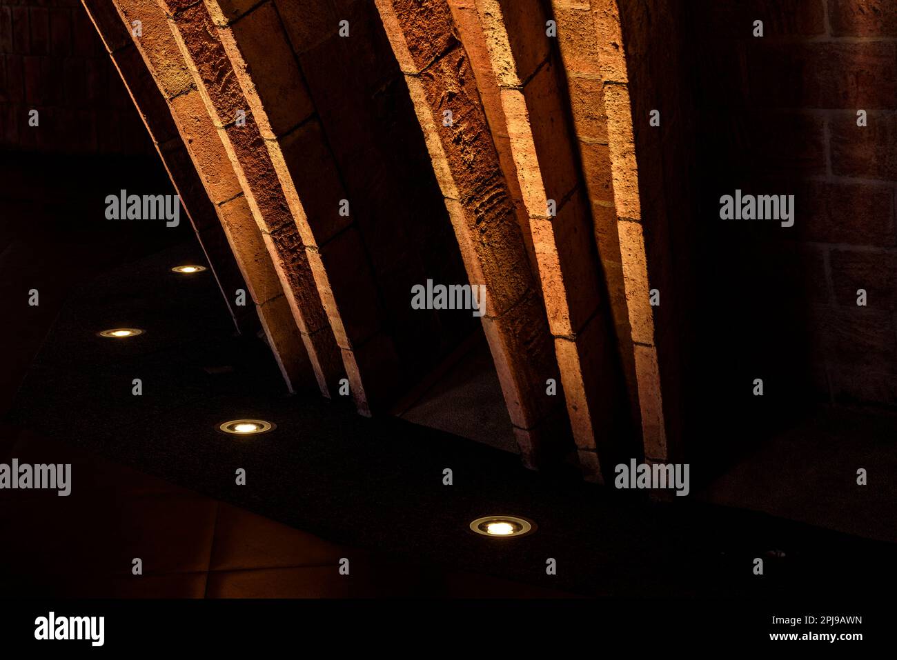 Details of catenary or parabolic arches in the attic of Casa Milà (la ...